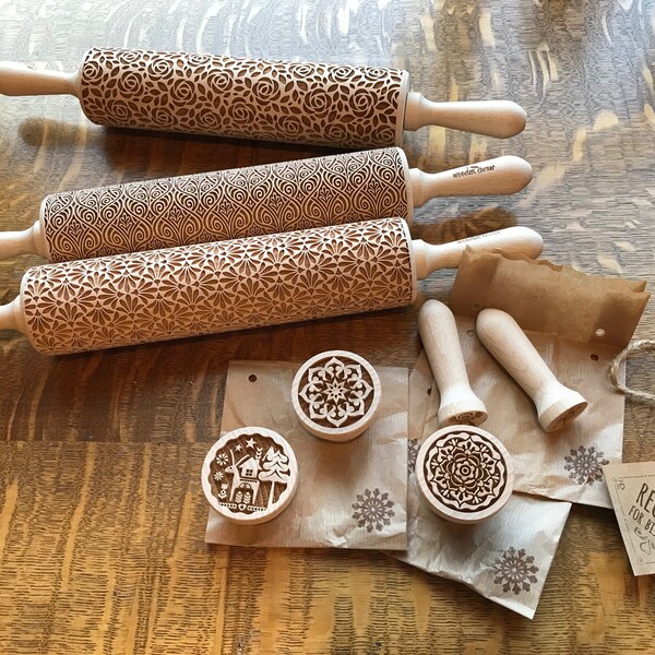 BIG Rolling Pins SET, YOU Choose 3 of All Our Patterns, Nudelholz ...