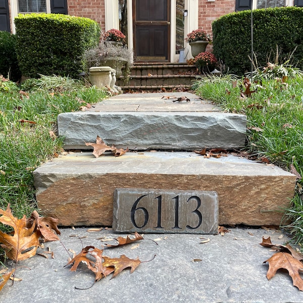 CARVED SLATE Address Plaque /sign / Stone / Marker / House / Number ...