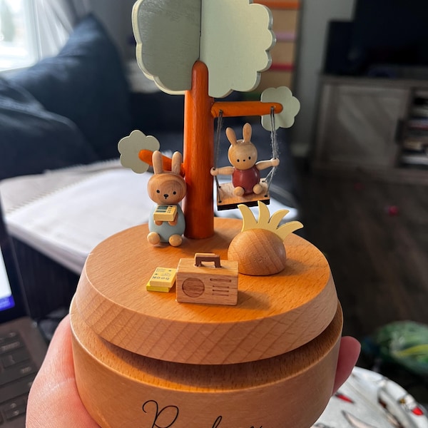 Customised Wooden Music Box / Engraved Name Music Box / Baby ...