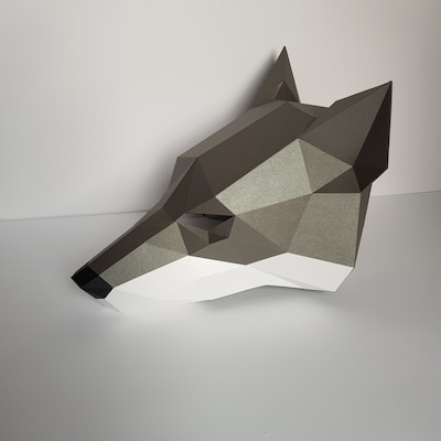 Wolf Mask Pattern Papercraft PDF Mask Template Origami Wolf Mask Low ...