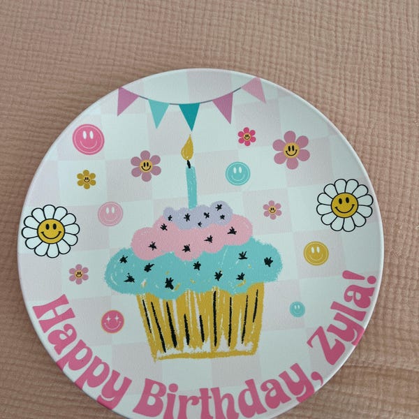 Custom Name Plate, Birthday Plate for Girl, Happy Birthday Cake Plate ...