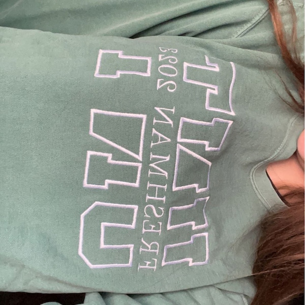 Split Varsity Block Letter Custom Embroidered Comfort Colors Sweatshirt ...