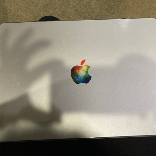 Apple MacBook Decal Apple Logo MacBook Sticker GLOWING Rainbow Apple ...