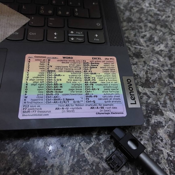 Word/excel (for Windows PC) Keyboard Shortcut Sticker - No-residue ...