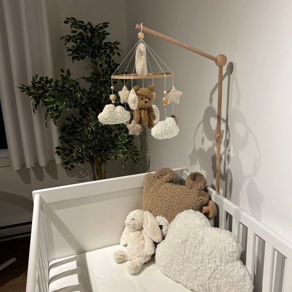 Boucle Blue Baby Mobile Teddy Bear Crib Mobile Boucle Nursery Mobile ...