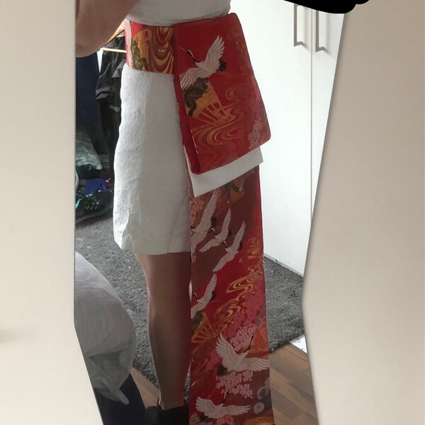 UCHIKAKE Wedding Kimono Robe JUNI-HITOE Red Gold Sakura Cherry Blossom ...