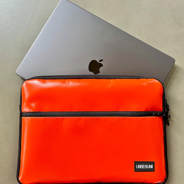 13 Inch Laptop Case From Upcycled Fabric, Orange Laptop Sleeve for 13 ...