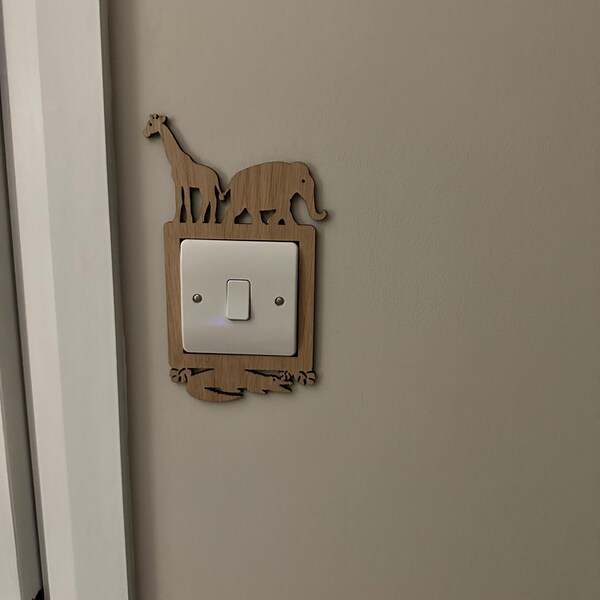 Wooden Safari Animals Light Switch Surround for Kids Room, Jungle Wild ...