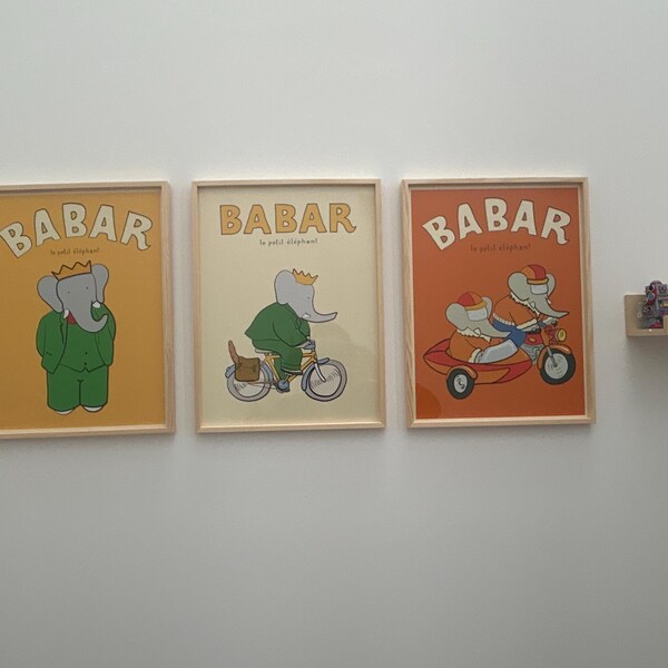 Babar the Elephant Nursery Wall Art Retro Kids Decor Quote Wall Art ...