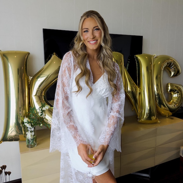 Satin Slip / Lace Bridal Robe / Bridesmaid Robes / Robe / Bridal Robe ...
