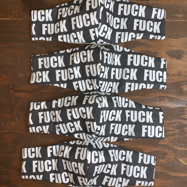 Profanity Fabric - F-word White Block Text on Black Punk Rude Funny ...