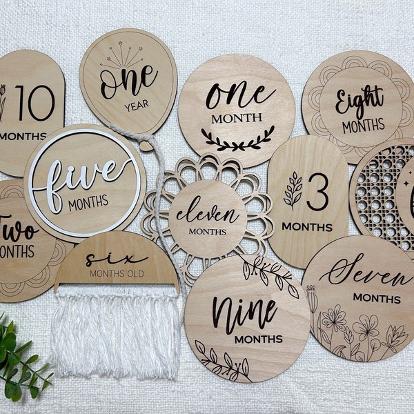 BABY MILESTONE SVG Bundle for Laser Cutters, Wooden Baby Milestone ...