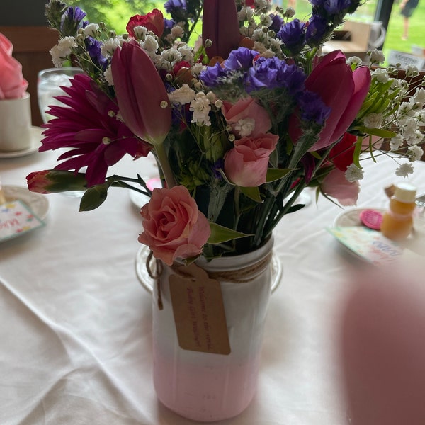 Ombre Pink Painted Mason Jar, Baby Shower Centerpiece - Etsy