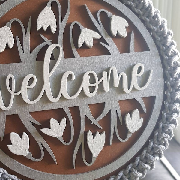 Welcome Snowdrop Flower Sign, Digital Download, SVG Laser Cut File ...