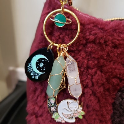 Amplify the Loving Energy Keychain, Zipper Charm Happy Cat Jingle Bell ...