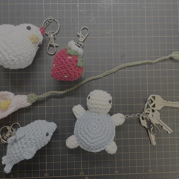 Crochet Guitar Keychain, Electric Guitar Keychain, Acoustic Guitar ...