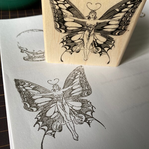 Butterfly Lady RUBBER STAMP, Fantasy Stamp, Fairy Stamp, Garden Stamp ...