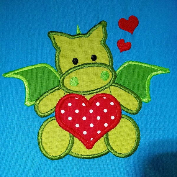 Valentine Dragon Applique Machine Embroidery Design-instant DOWNLOAD - Etsy