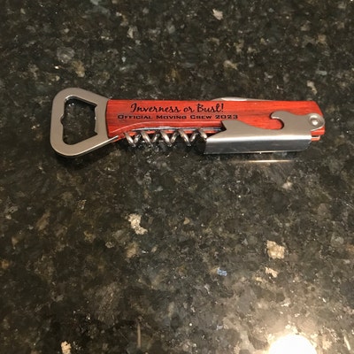 Engraved Corkscrew Opener, Personalized Wood Bottle Opener, Wine ...