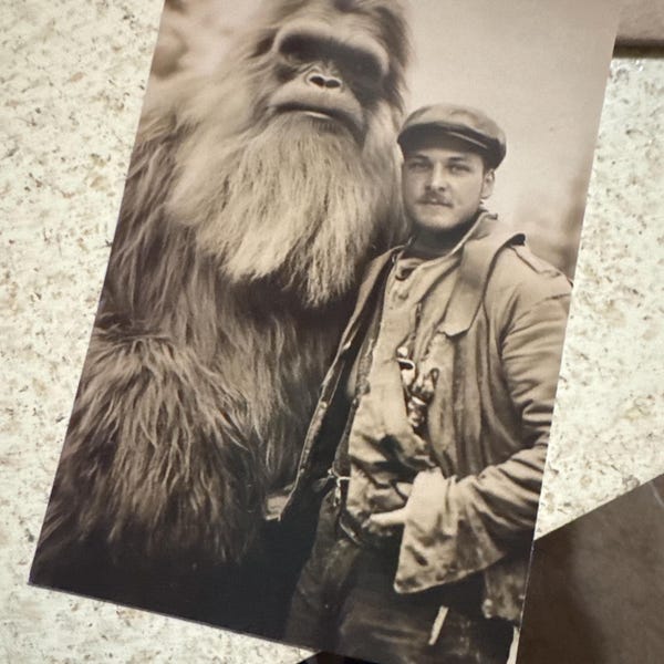 Custom Vintage Explorer Portrait With Sasquatch, Personalized 19th ...
