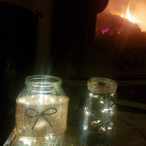 12 Jam Jar Table Centrepiece Jute Band and a Pearl Rustic/vintage Style ...