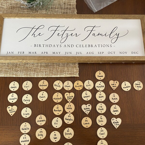 Personalized Family Name Birthday Board, Family Birthdays and ...
