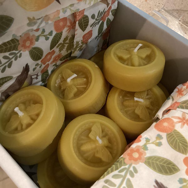 Beeswax Beehive Candle, Natural Votives, Bee Party Favor, Bee Shower ...