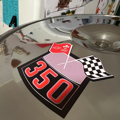 350 Flags Decal Chrome Air Cleaner Decal Chevy Camaro Chevelle Nova ...