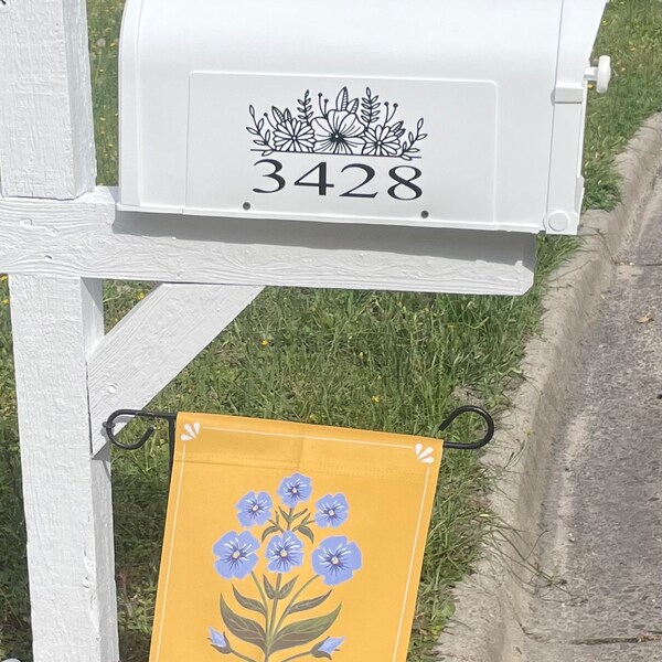 Flower Mailbox Decal, Personalized Mailbox Decal, Mailbox Number Decal ...