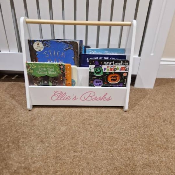 Personalised Childrens Book Caddy Case, Bookshelf, 1st Birthday. Gift ...