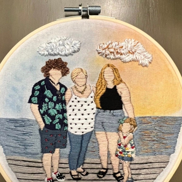 Custom Embroidered Portrait | Family Portrait | Friends Portrait ...
