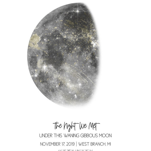 Custom Moon Print, Custom Anniversary Print, Personalized Moon Phase ...