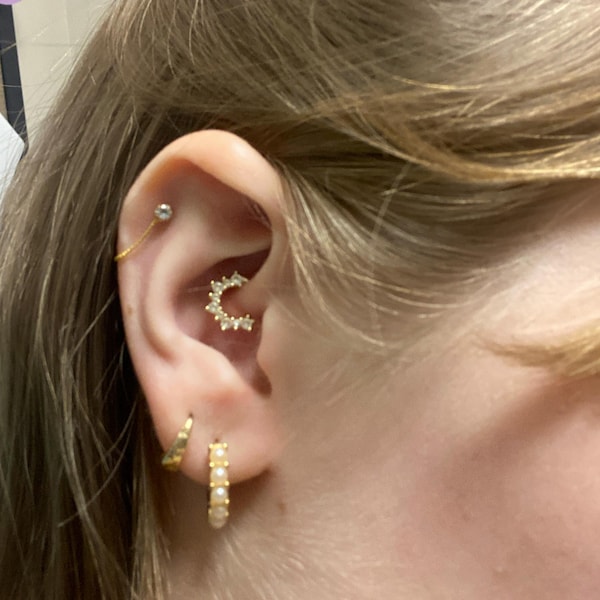 Ruby X Diamond Daith Hoop Earring • Nose Ring • Conch Hoop • Hoop ...