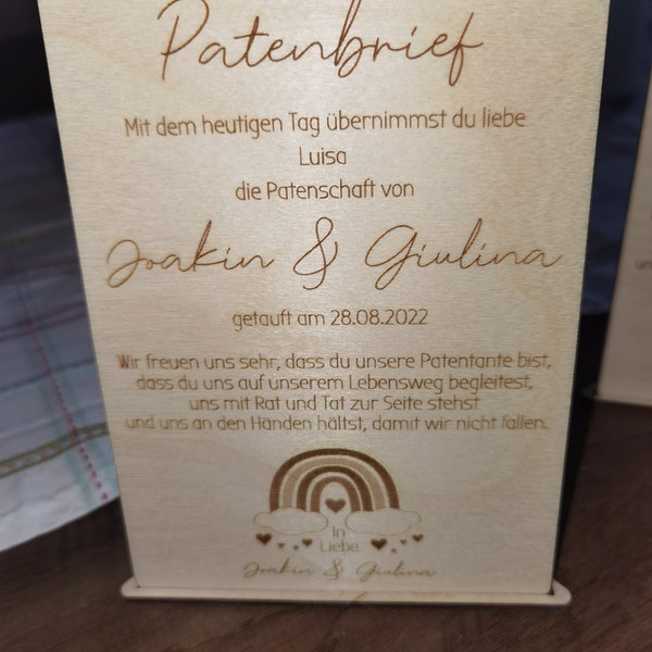 Godparent Letter Made of Wood Personalized THANK YOU Gift From the ...