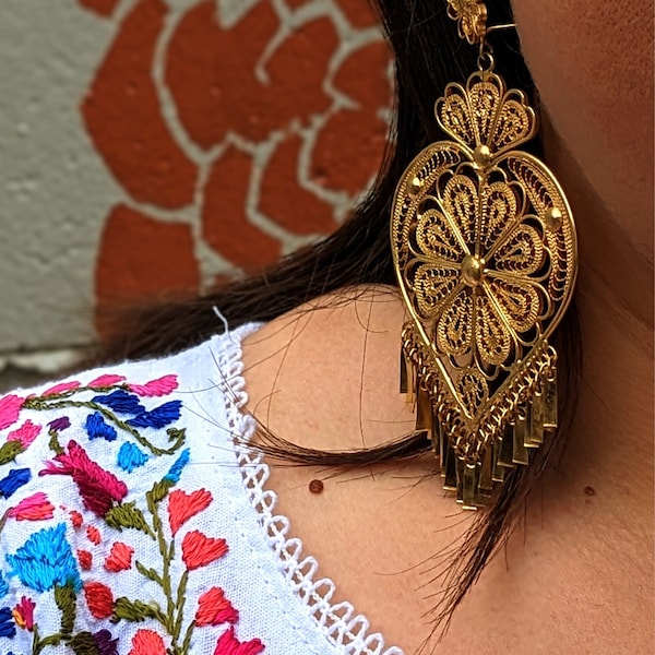 Mexican Filigree Earrings. Traditional Mexican Earrings. Folkloric ...