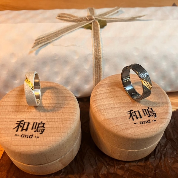 Kintsugi Wedding Ring Set – His and Hers Rings in 999 Silver and 24K ...