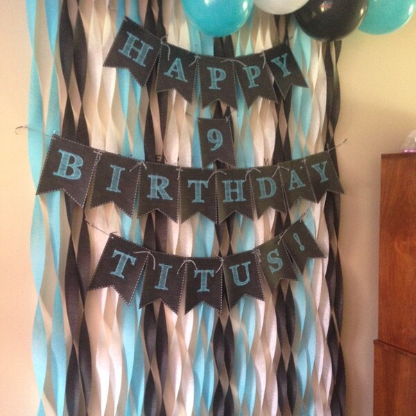 Blue Chalkboard Banner Printable, Instant Download Shabby Alphabet ...