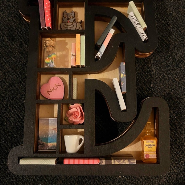 Miniature Bookshelf and Books, Letter Bookish Gifts for Book Lover ...