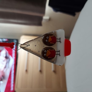Christmas Tree Fused Glass Decoration With 2 Robins - Etsy UK