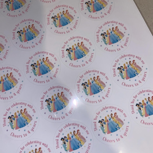 Personalized Princess Birthday Stickers: Party Favor Labels - Etsy UK
