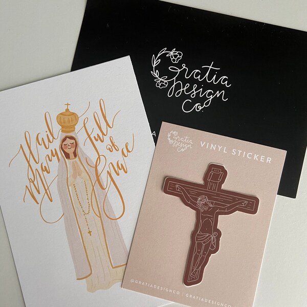 Crucifix Sticker, Jesus on Cross Sticker, Christian Sticker, Catholic ...