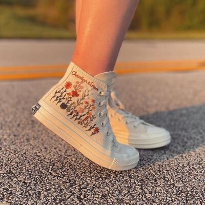 Custom Embroidered Converse High Tops Chuck Taylor 1970s/ Embroidered ...