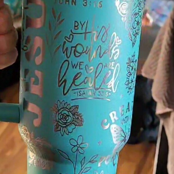 Bible Verses Engraved Tumbler | Cup Holder Friendly Travel Mug | Vacuum ...