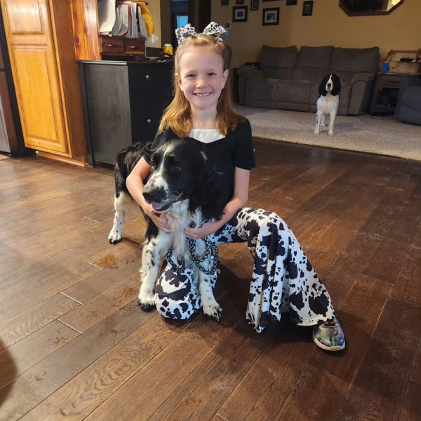 Girls Cow Pants, Cow Print Bell Bottoms, Cow Birthday Pants, Farm Theme ...