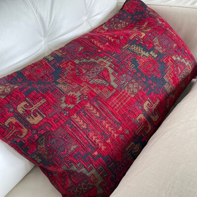 Any Size Red Turkish Kilim Throw Pillow Cover, Dark Red Bohemian Kilim ...