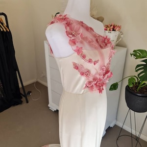 3D flower hand beaded dress bodice panel Beautiful fringe | Etsy