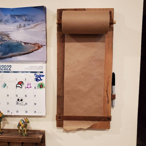 Wall Mounted Note Roll MULTIPLE SIZES , Wall Mounted Memo Pad, Butcher ...