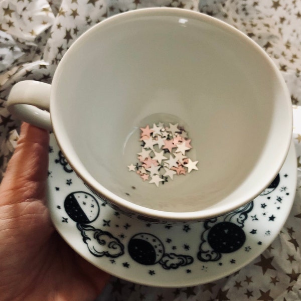 Large 14oz Cup of Stars Porcelain Tea Cup and Saucer - Etsy