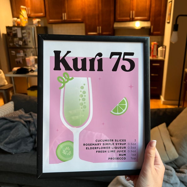Custom Cocktail Recipe Poster | Customisation Available | Colour ...