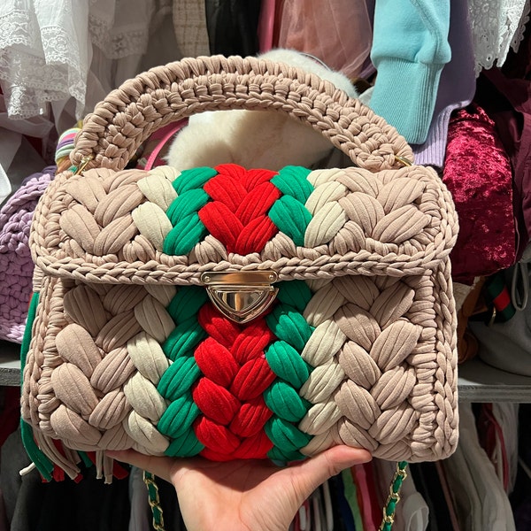 Multi Color Bag/hand Woven Bag/crochet Bag/knitted Bag/colorful Bag ...